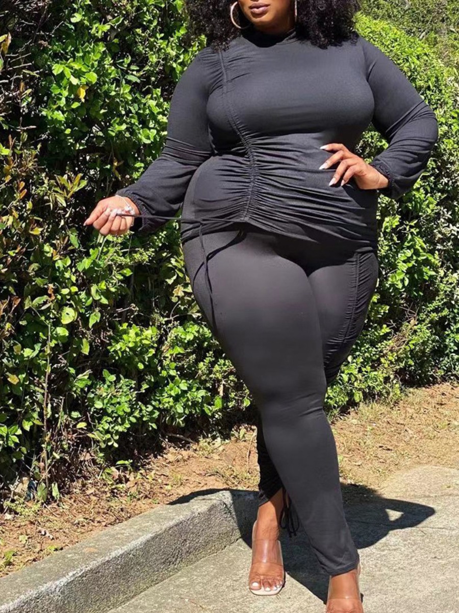LW Plus Size Drawstring Ruched Pants Set Sale | LovelyWholesale
